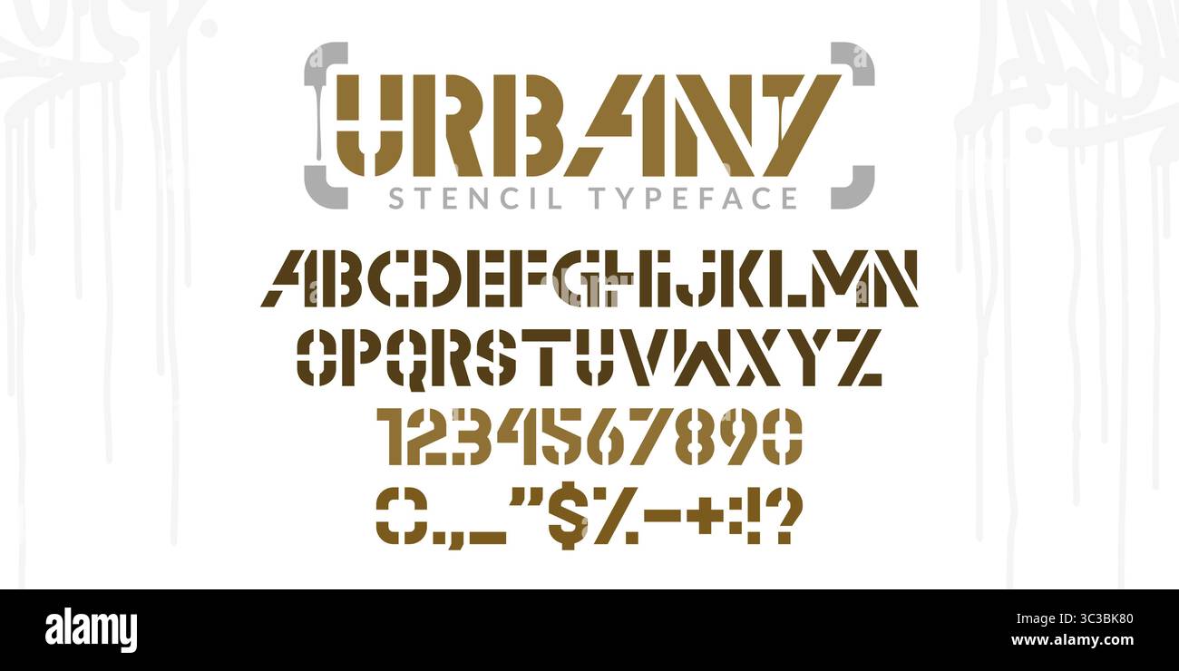 Abstract Stencil Urban Street Art Graffiti Alphabet Typeface Digital ...