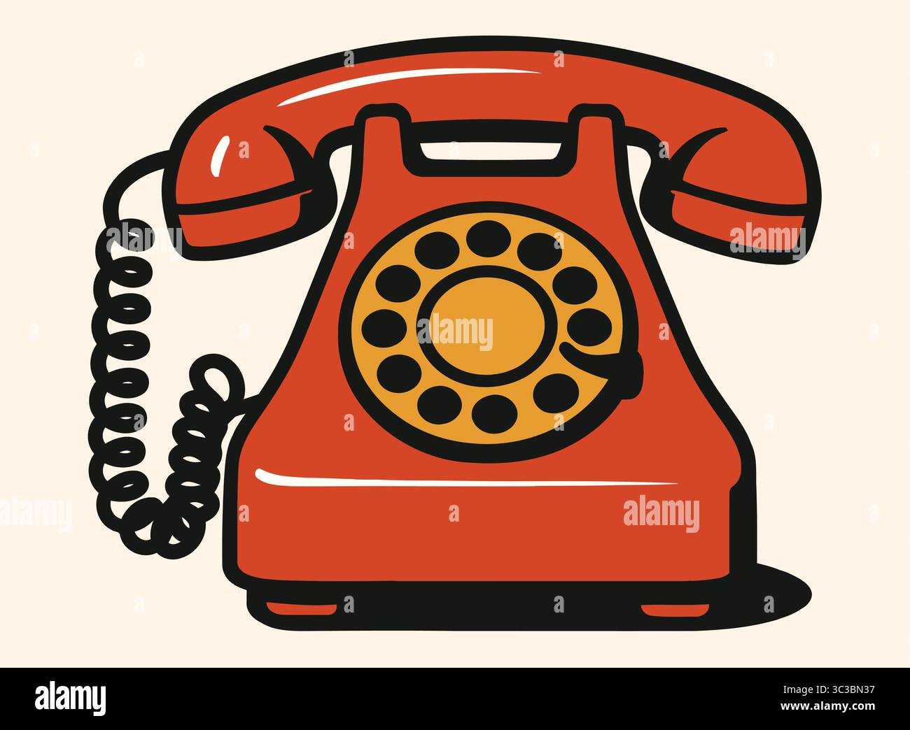 Retro Rotary Phone Illustration Vintage Red Telephone Clipart Stock ...