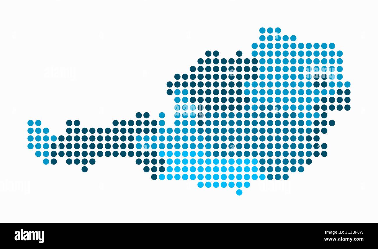 Austria dotted map. Digital style map of the country on white ...