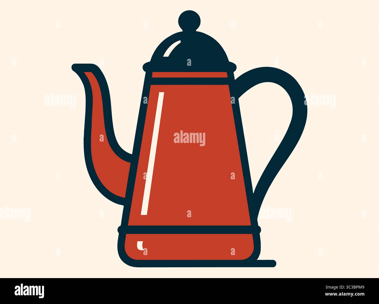 Retro Red Teapot Vector Vintage Kitchen Kettle Illustration Stock ...