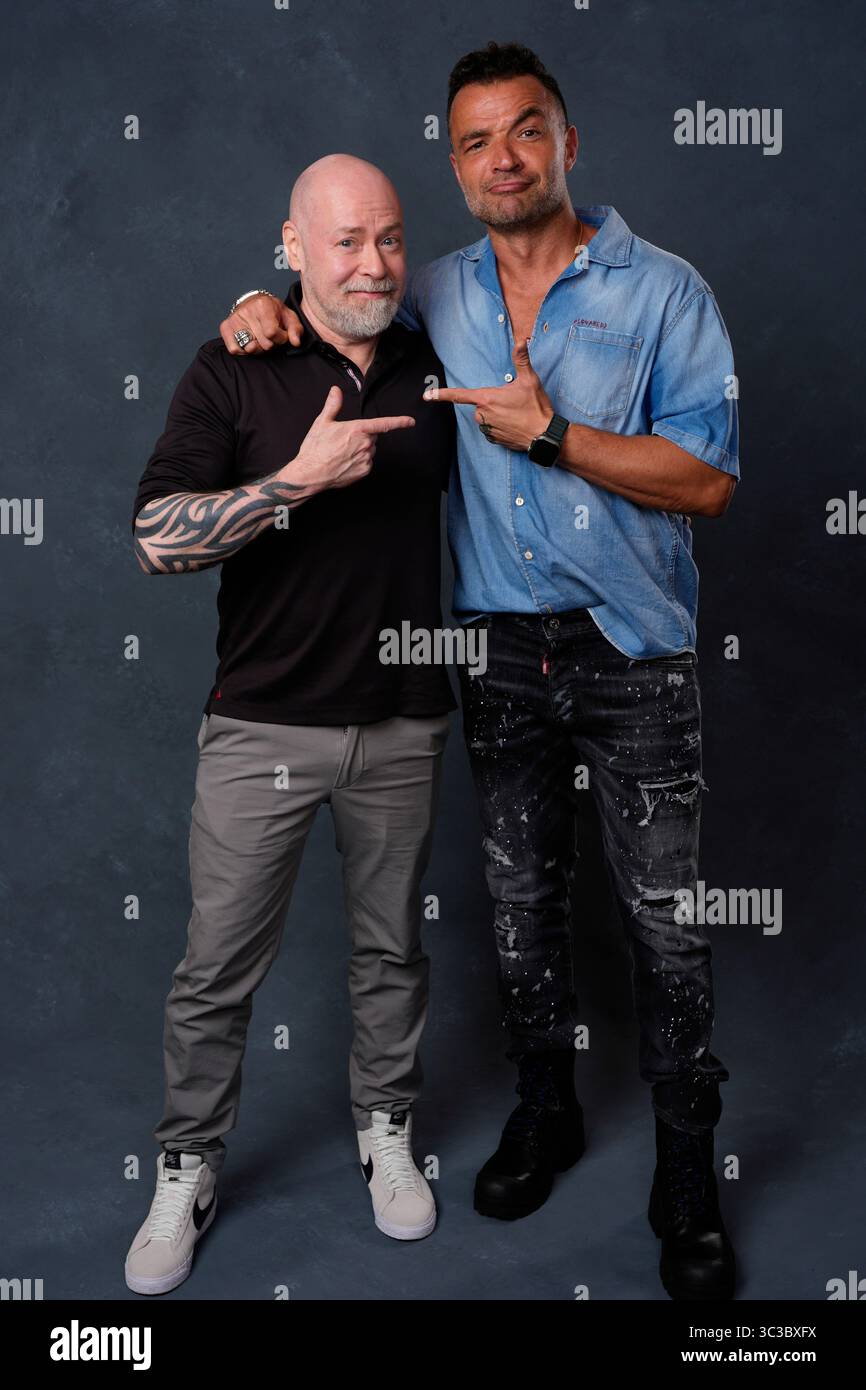 Nick E. Tarabay, left, and Steven S. DeKnight pose for a portrait to ...