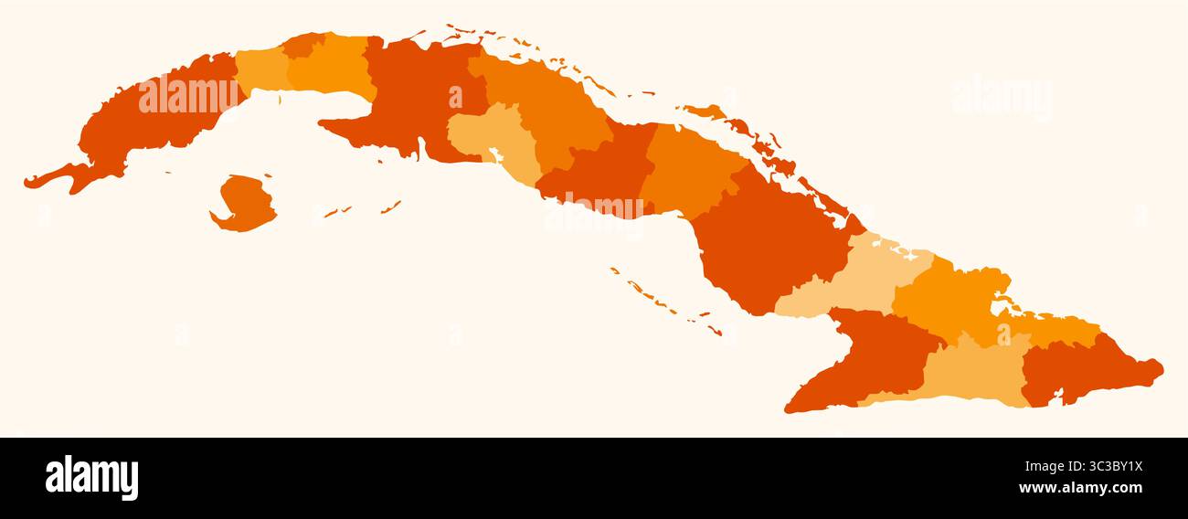 Map of Cuba with regions. Just a simple country border map with region ...