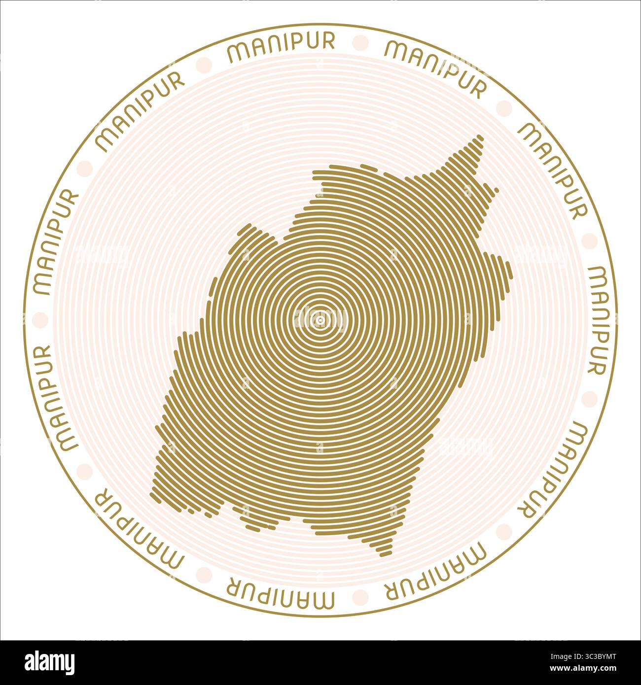 Manipur round logo design. State shape build of rings. Manipur text ...