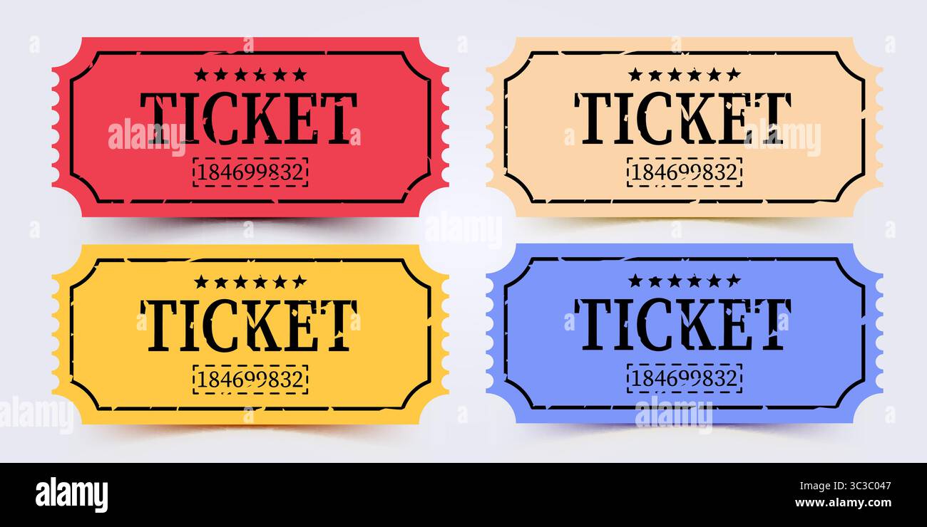 Vintage old ticket icons set. Retro ticket design template. Ticket for ...