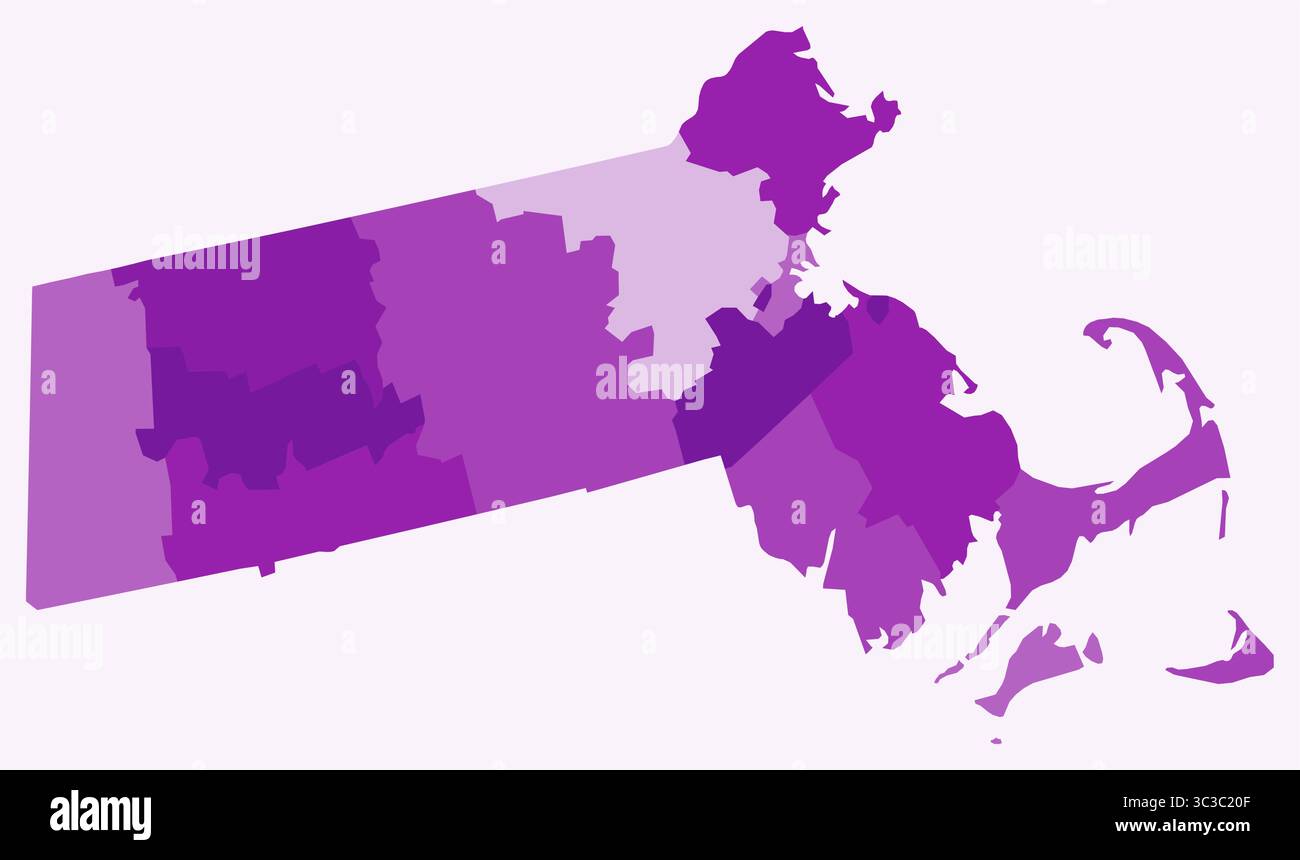 Massachusetts county and city vector map hi-res stock photography and ...