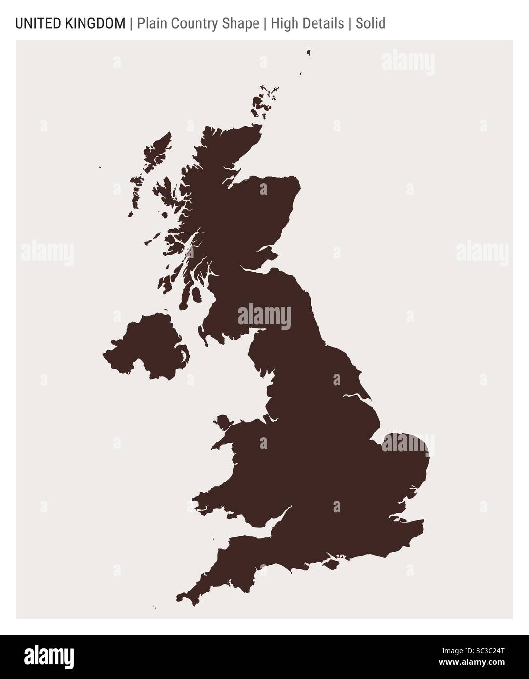 United Kingdom plain country map. High details. Solid style. Shape of ...
