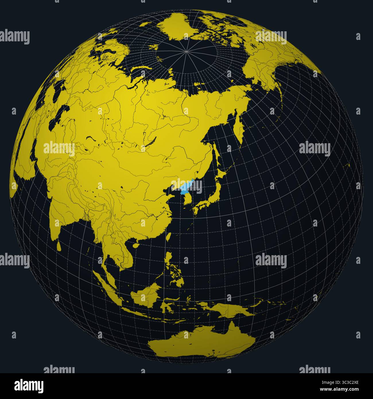 Democratic People's Republic of Korea on Globe. Country view on the ...