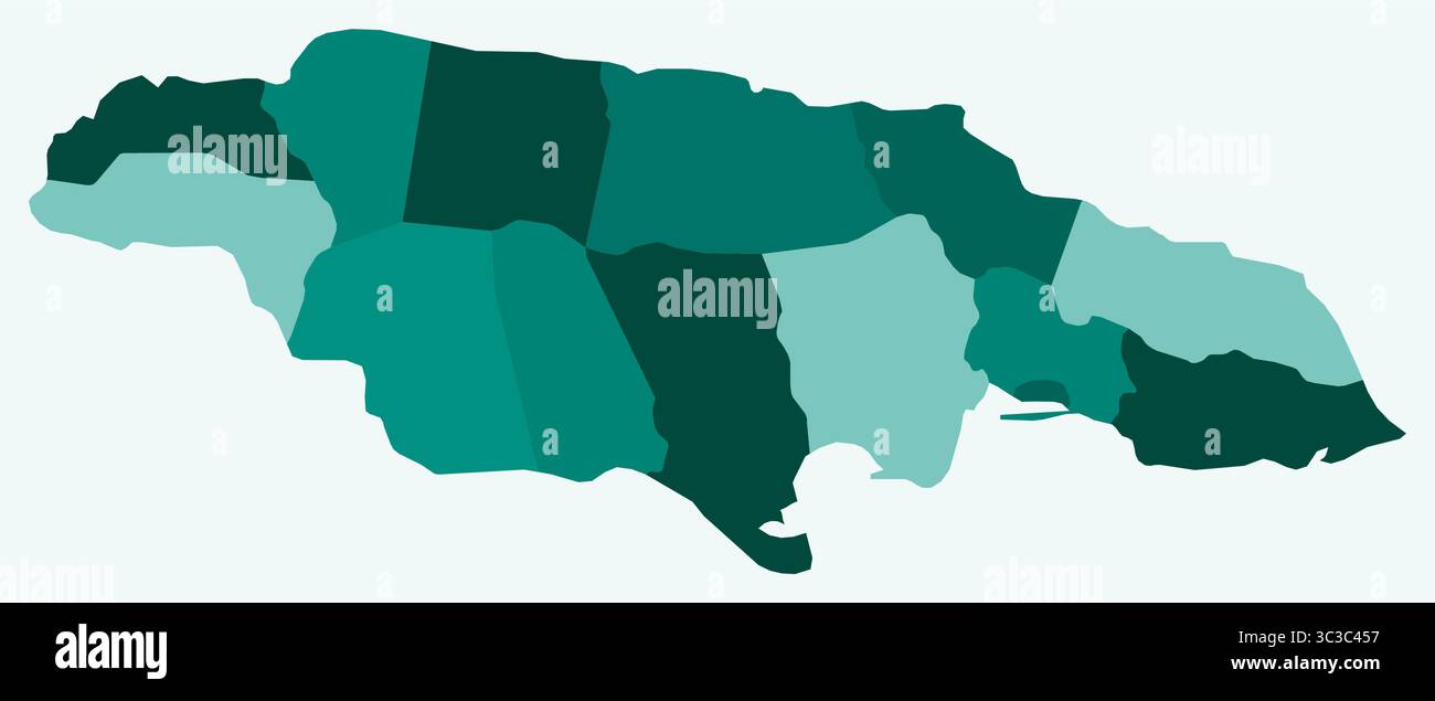 Map of Jamaica with regions. Just a simple country border map with ...