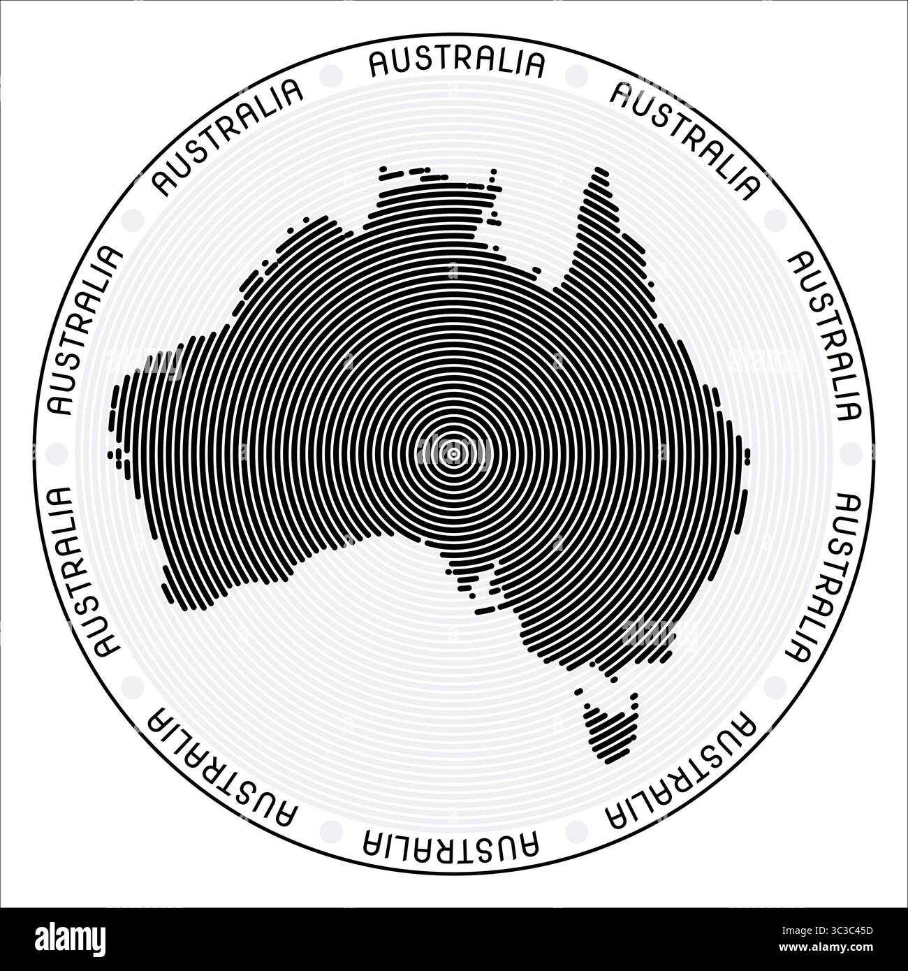 Australia round logo design. Country shape build of rings. Australia ...
