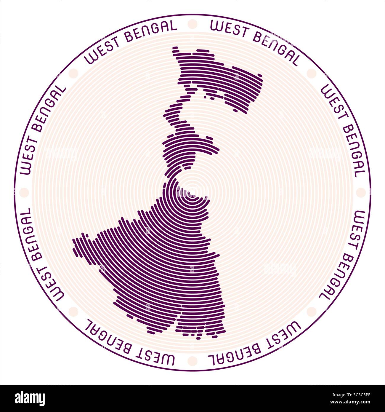 West Bengal round logo design. State shape built of rings. West Bengal ...