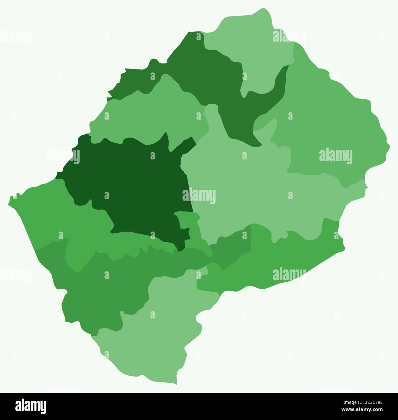 Map of Lesotho with regions. Just a simple country border map with ...