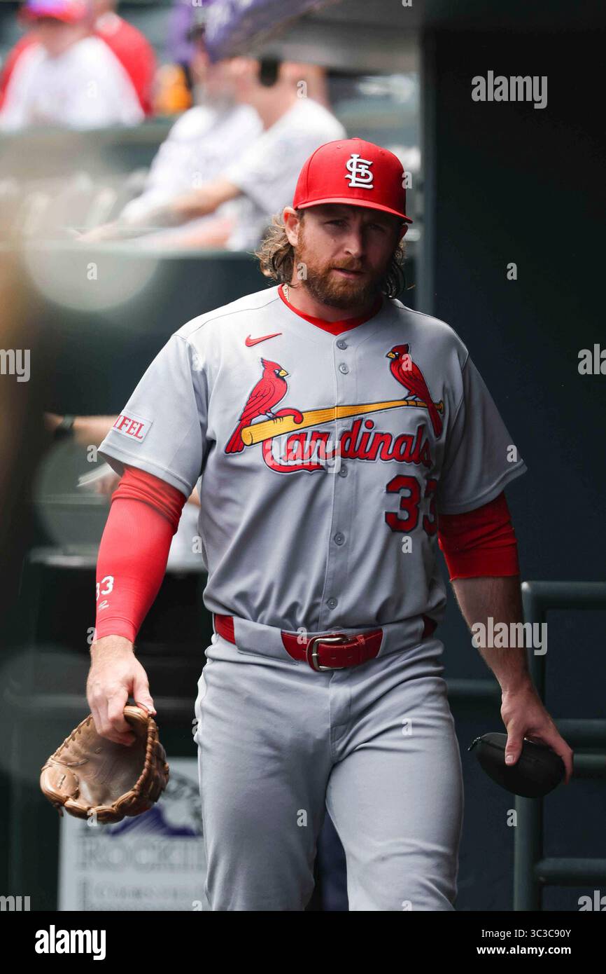 St. Louis Cardinals second base Brendan Donovan (33) prepares for an ...