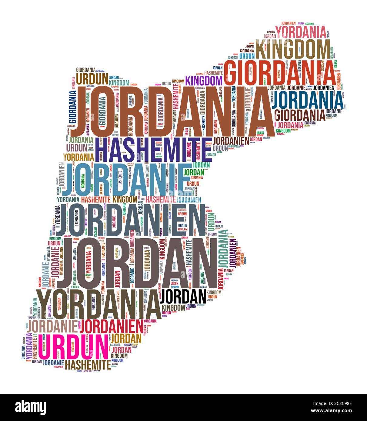 Jordan country shape word cloud. Typography style country illustration ...
