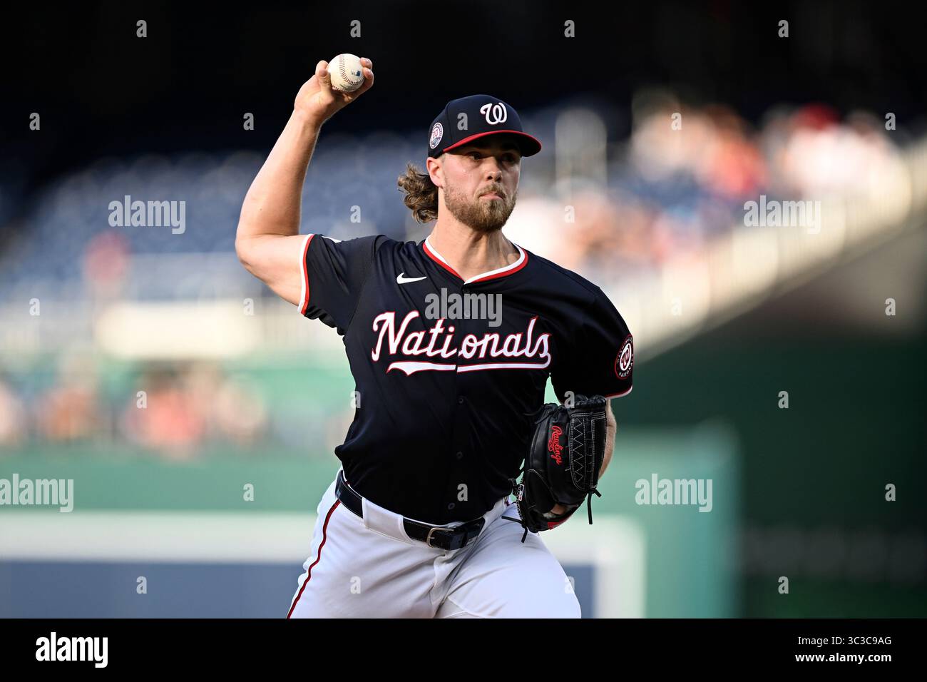 Washington Nationals pitcher Jake Irvin throws during the first inning ...