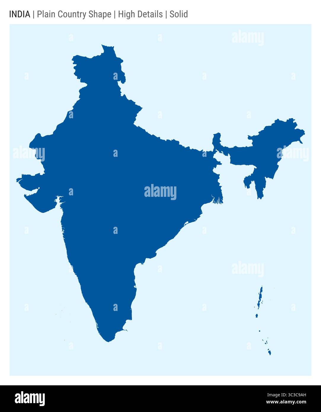 India plain country map. High details. Solid style. Shape of India ...