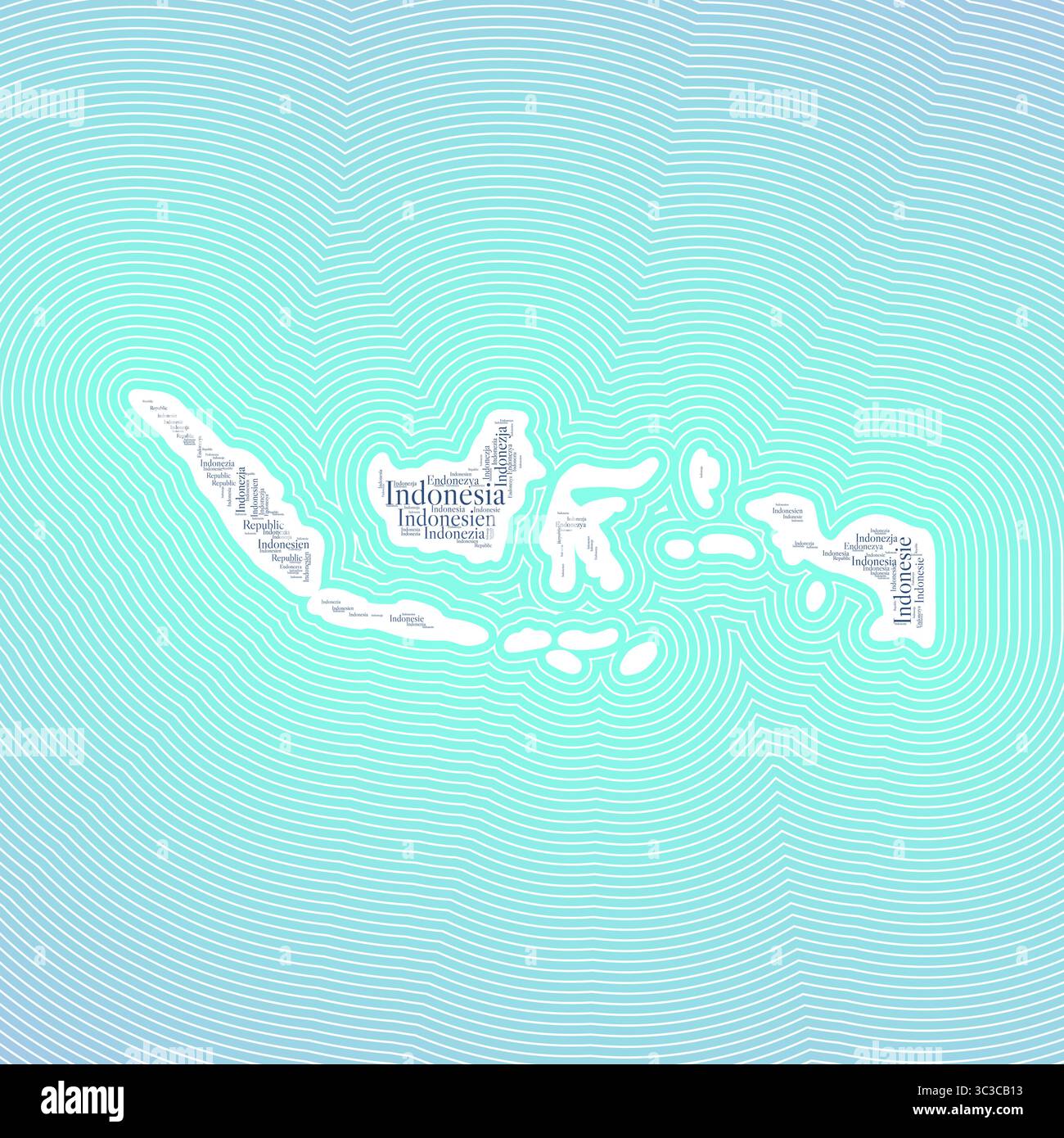 Indonesia shape formed by country name in multiple languages. Indonesia ...