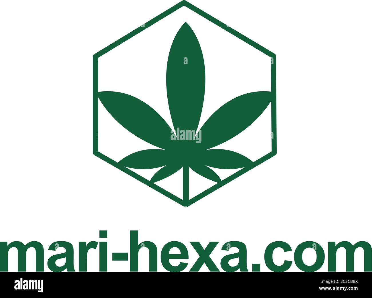 Minimalist marijuana leaf inside a clean hexagonal shaped logo Stock ...