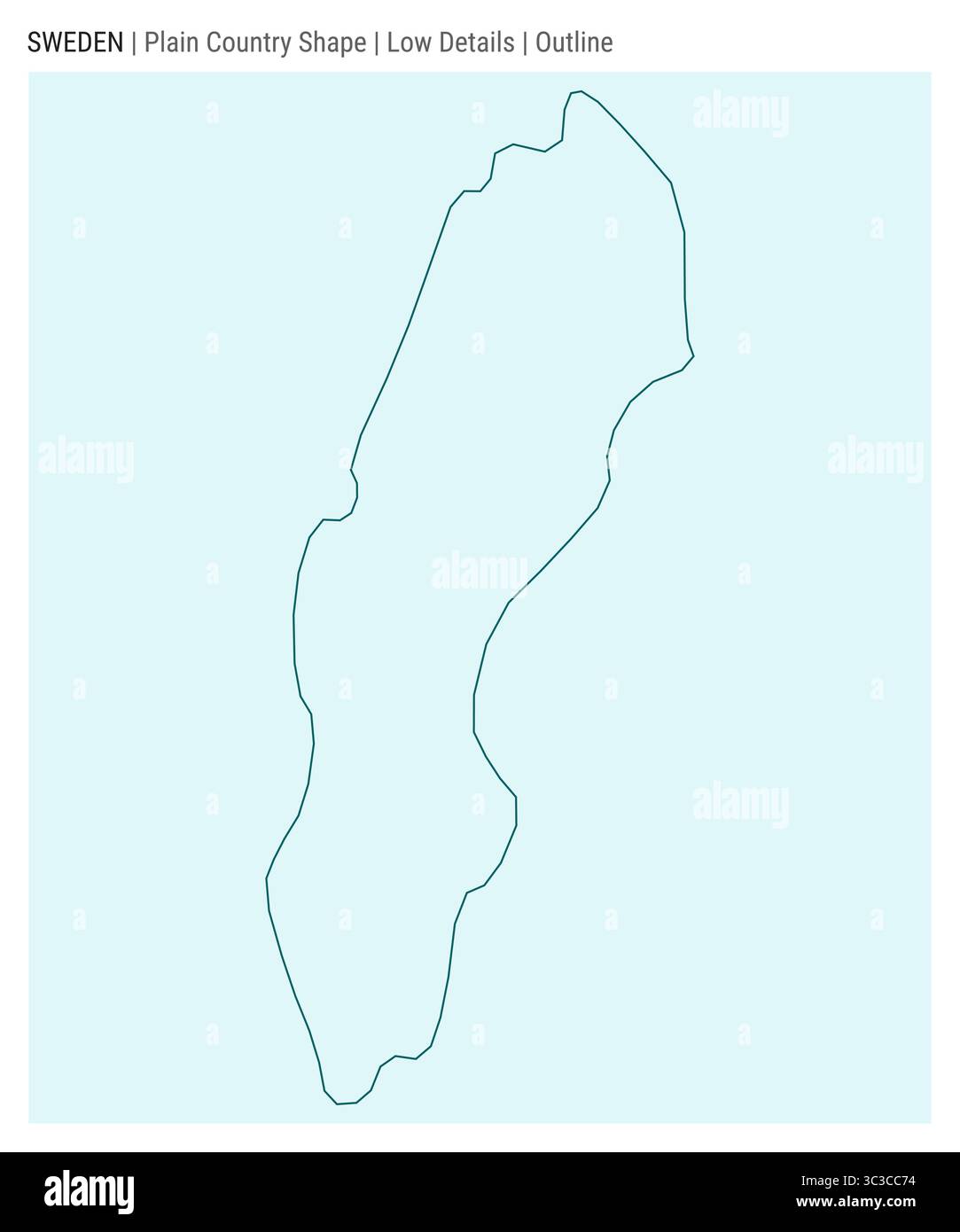 Sweden plain country map. Low Details. Outline style. Shape of Sweden ...
