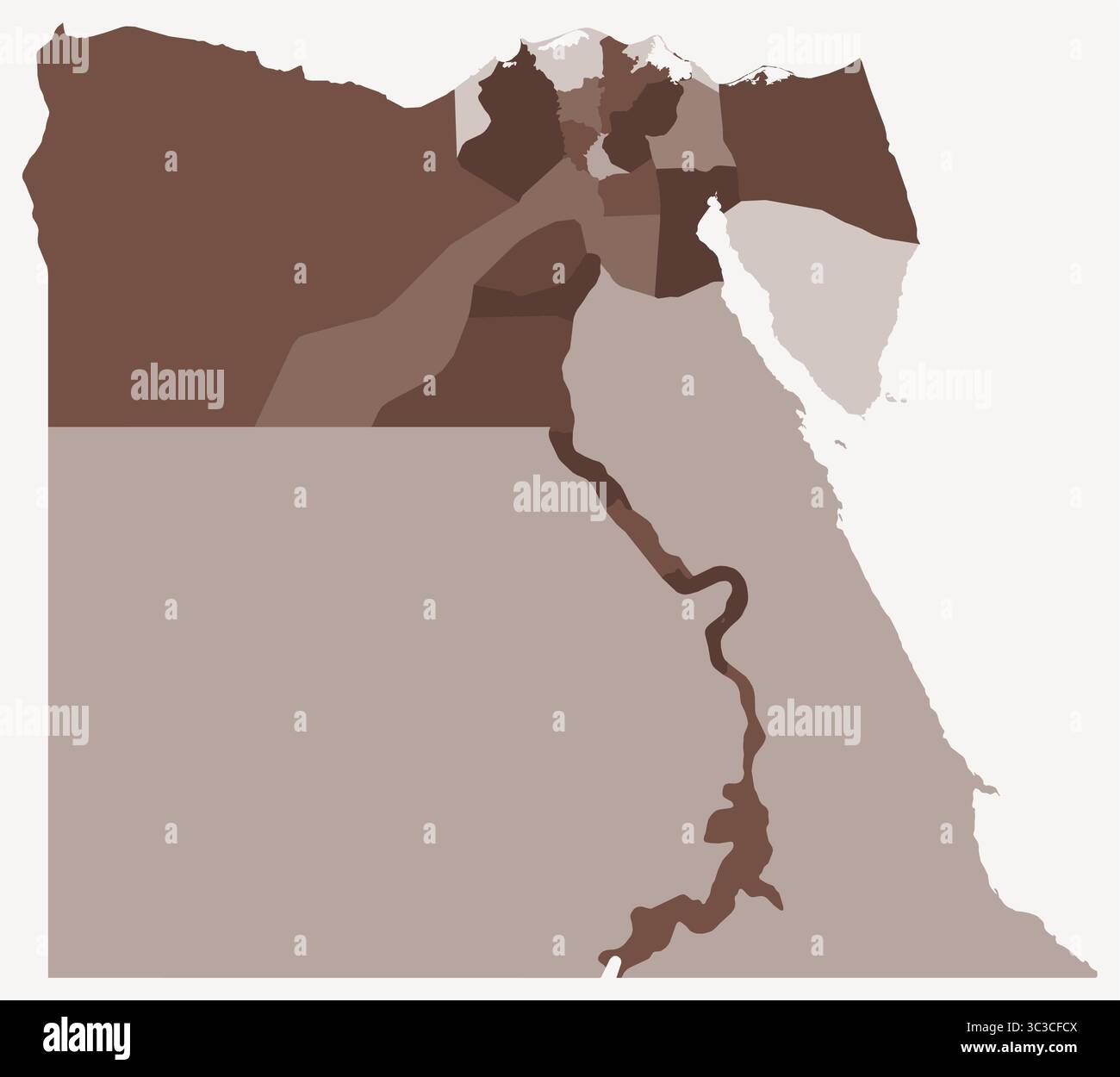 Map of Egypt with regions. Just a simple country border map with region ...