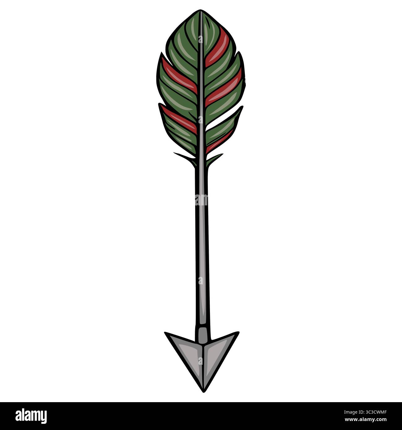 A vector illustration of a stylized arrow with a detailed green and red ...