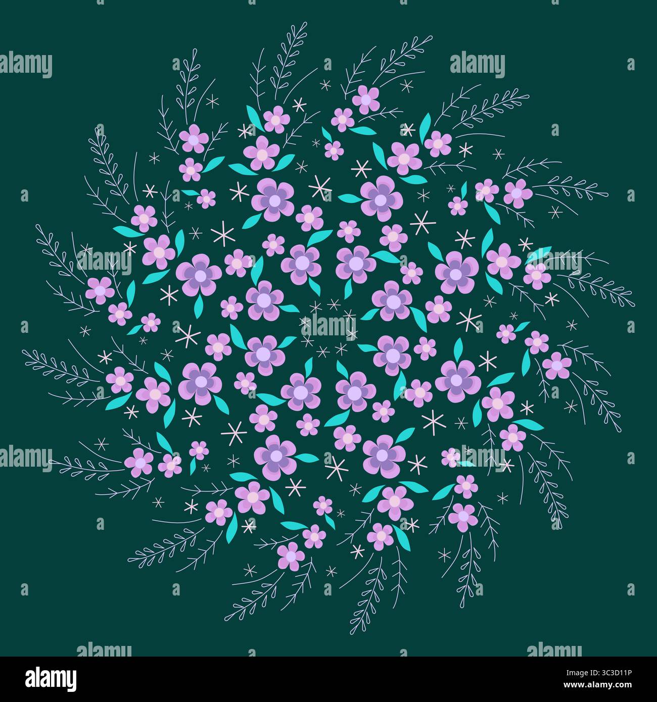 Floral garland in flat Stock Vector Images - Alamy