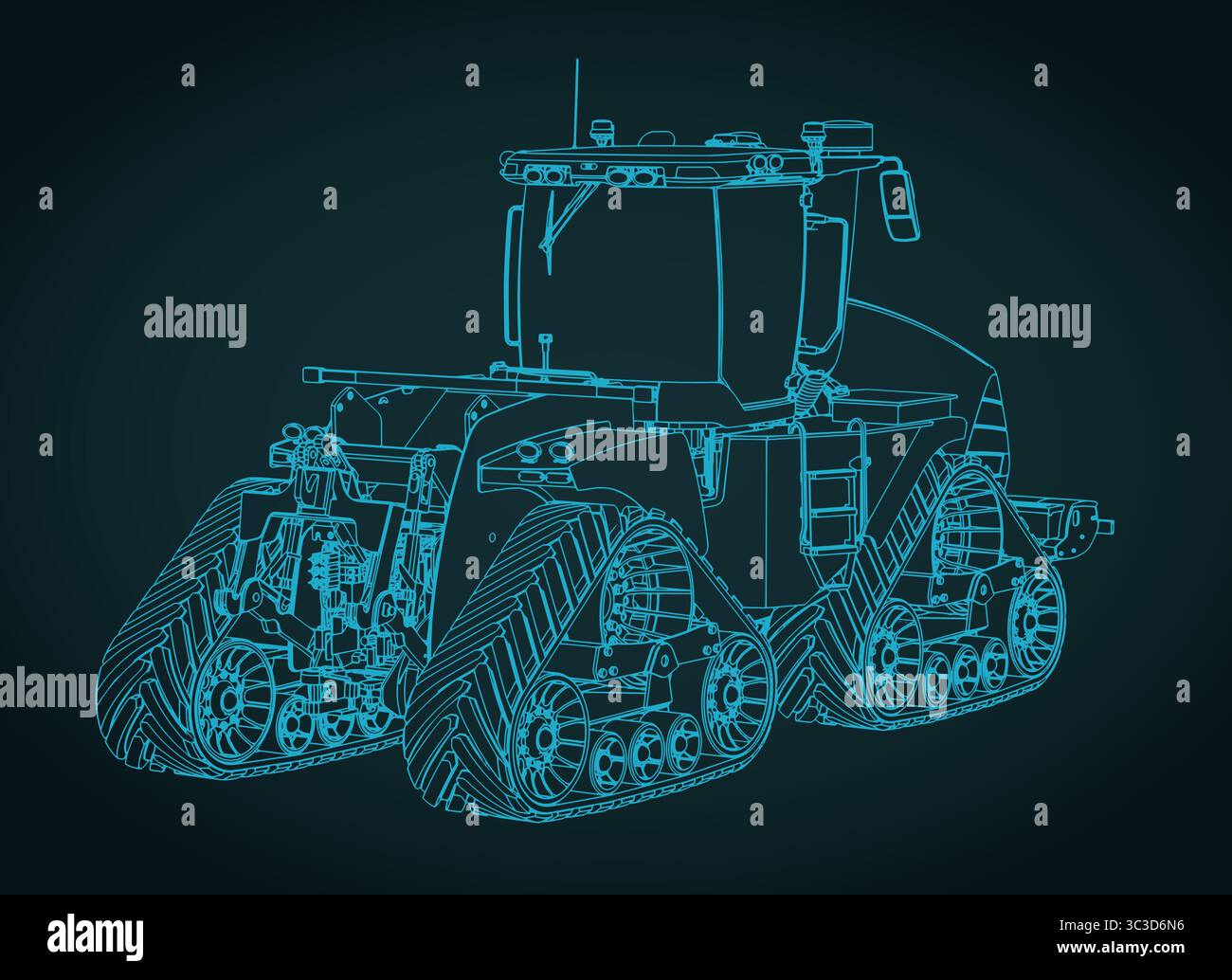 Four-track modern tractor stylized vector illustration Stock Vector ...
