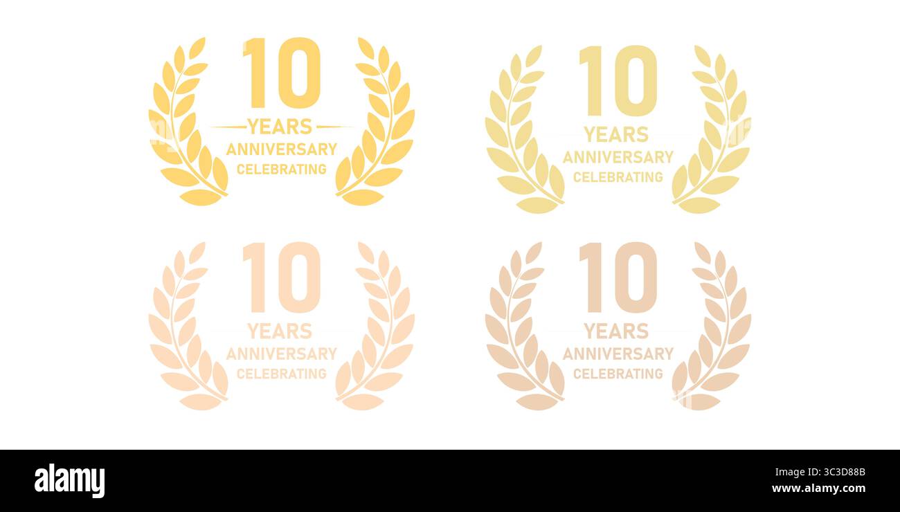 10 Years Milestone Icons for Business Celebration and Success Stock ...