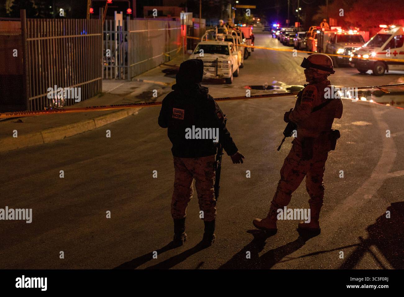 Security forces patrol during a night operation near Ciudad Juarez ...