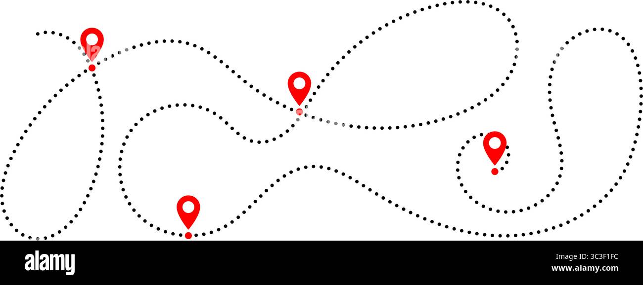 Dotted path with markers indicating multiple points of interest for ...