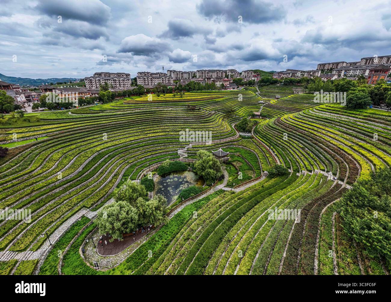 BIJIE, CHINA - JULY 25, 2025 - An aerial view of the ancient Yi ...