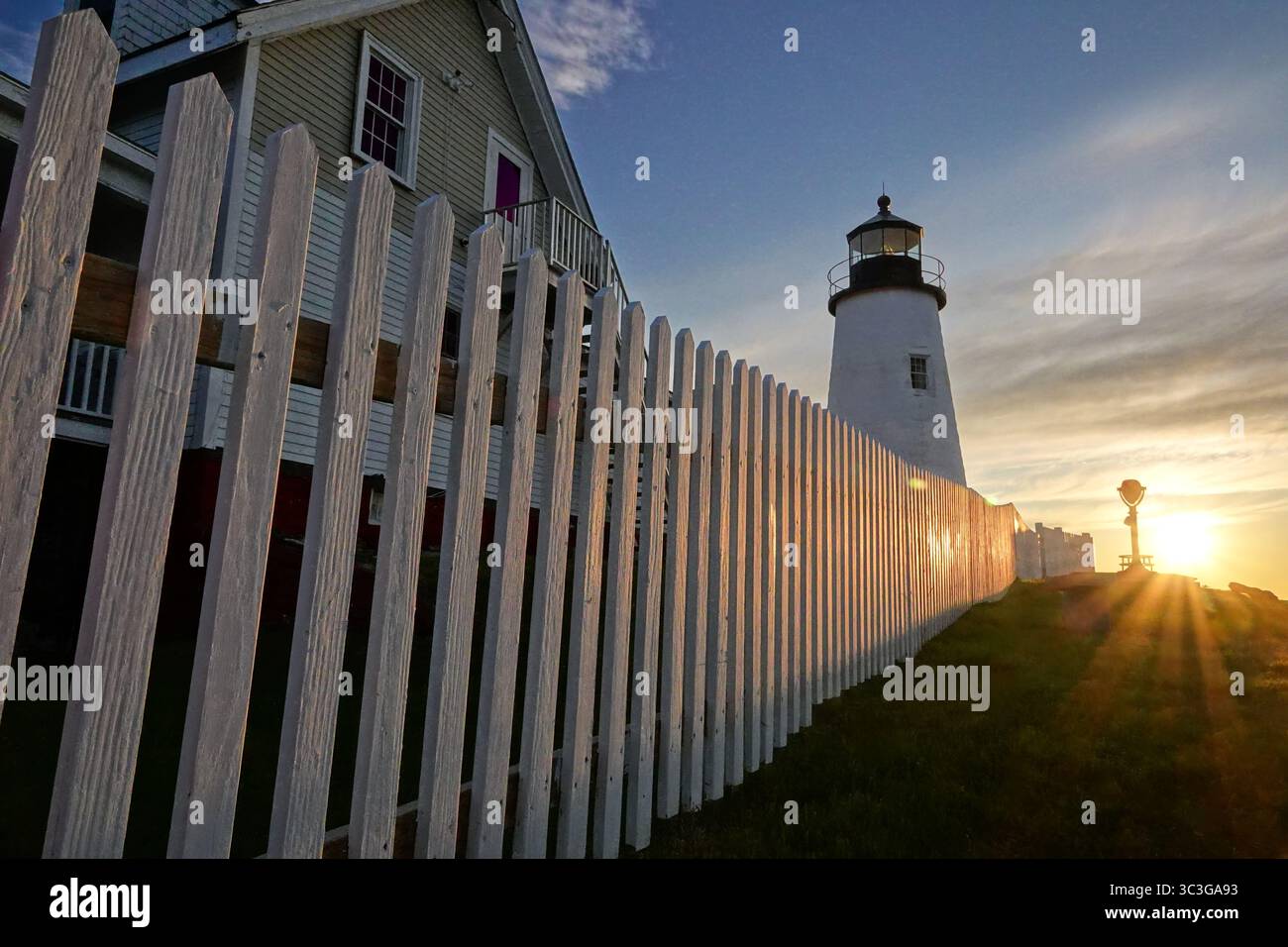 The Pemaquid Point Light as the sunrises over the Atlantic Ocean at ...