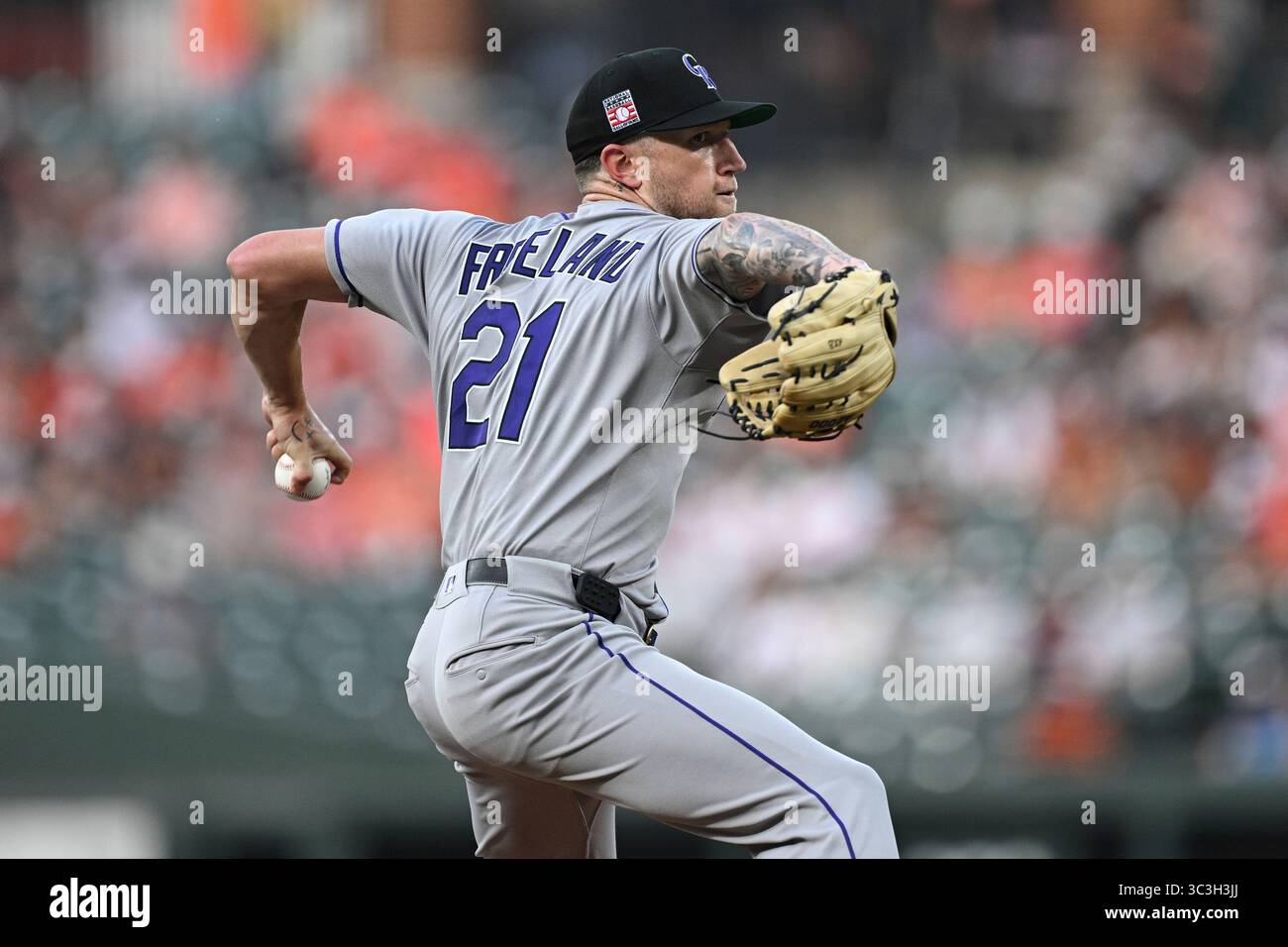 Colorado Rockies pitcher Kyle Freeland throws during the first inning ...