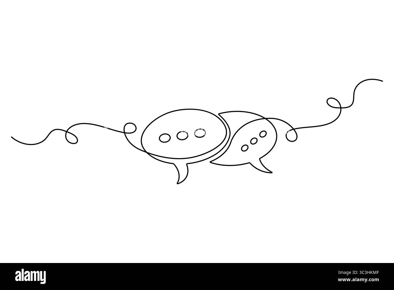Minimal Speech Bubble Continuous Line Art Vector Chat Icon Silhouette ...