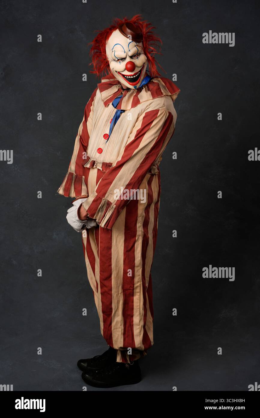A person dressed as the character Frendo the clown poses for a portrait ...
