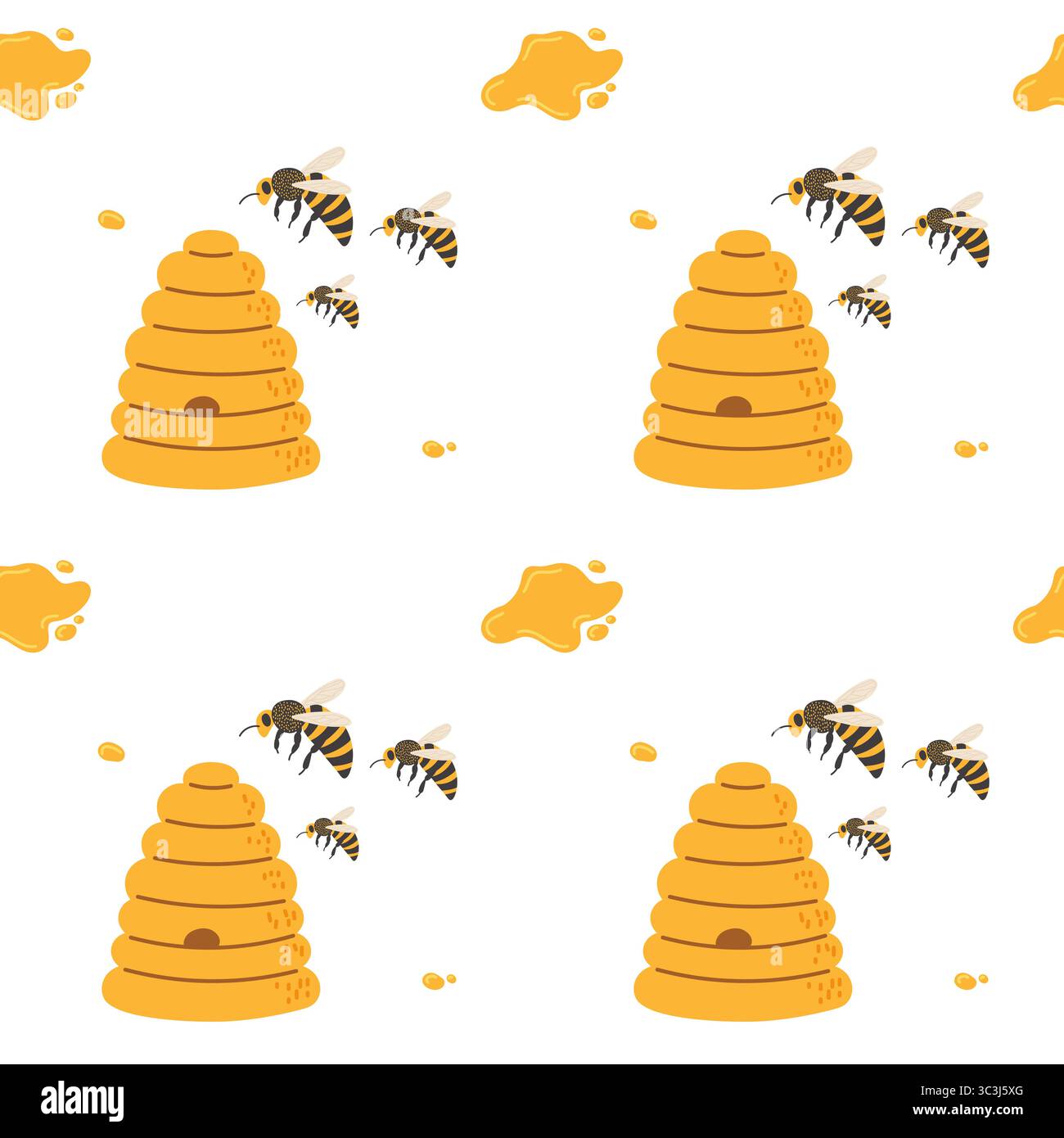 Bees buzzing around hives collecting honey in a bright and colorful ...