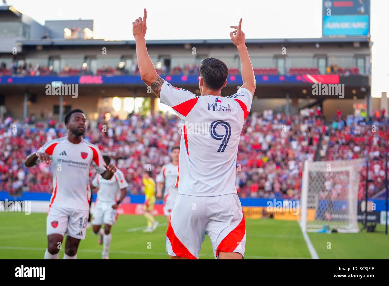FC Dallas forward Petar Musa (9) celebrates his first half goal with ...