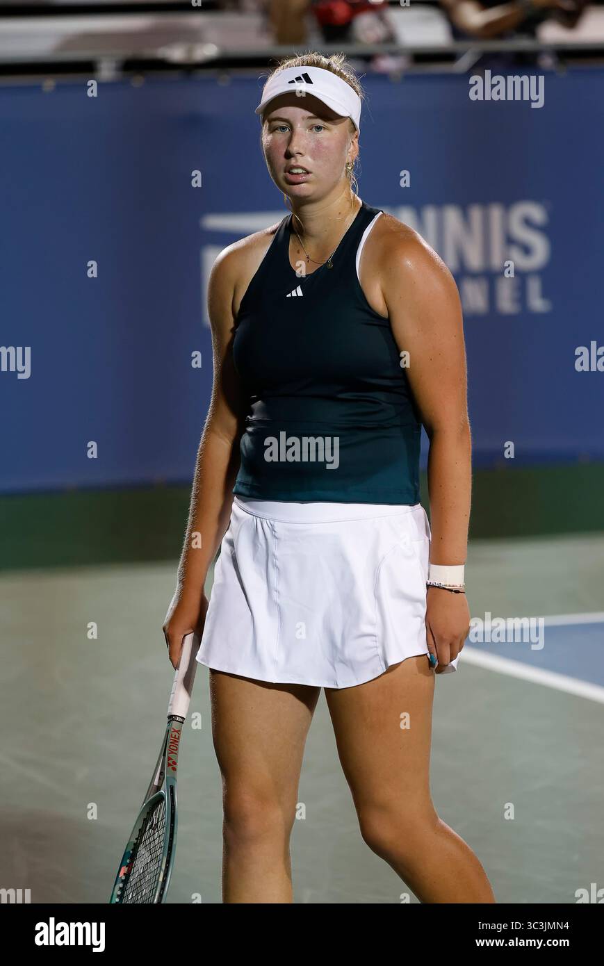 July 25, 2025: Clara Tauson in her match against Anna Kalinskaya during ...