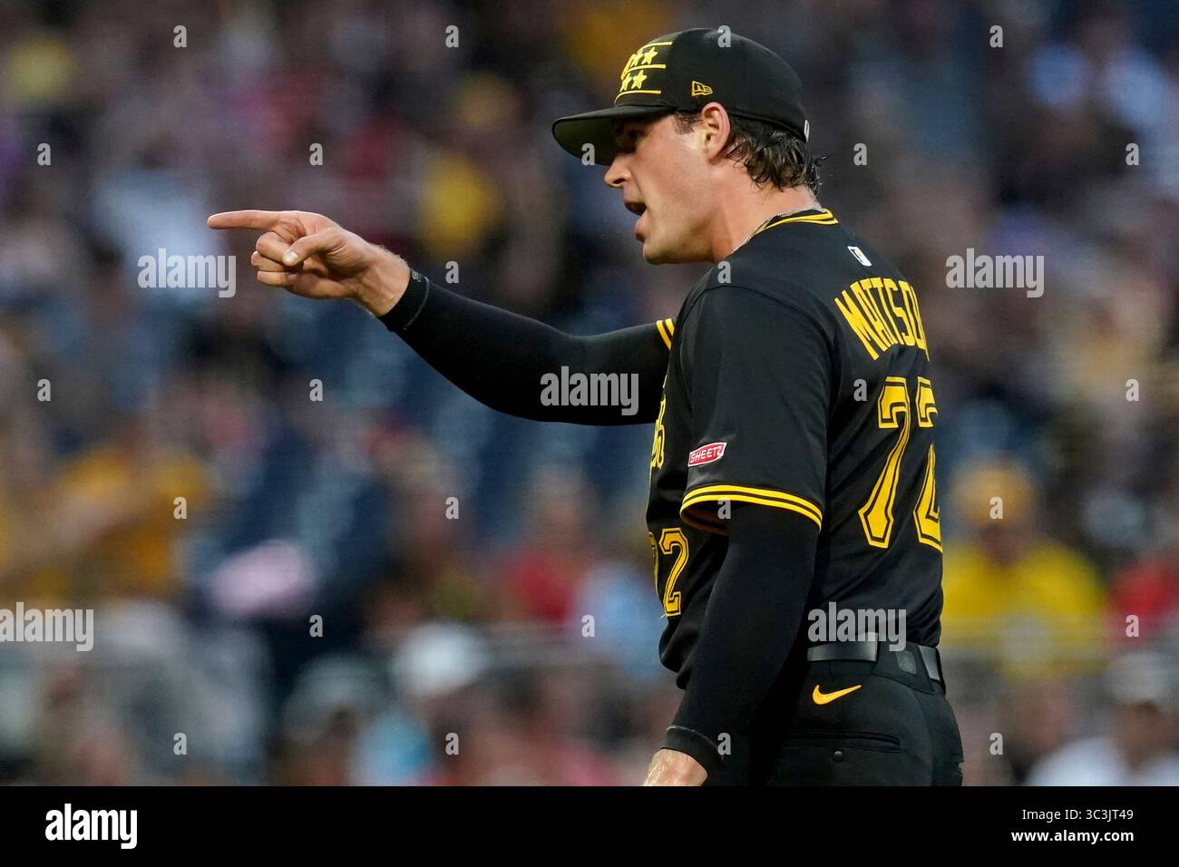 Pittsburgh Pirates pitcher Isaac Mattson reacts after getting Arizona ...