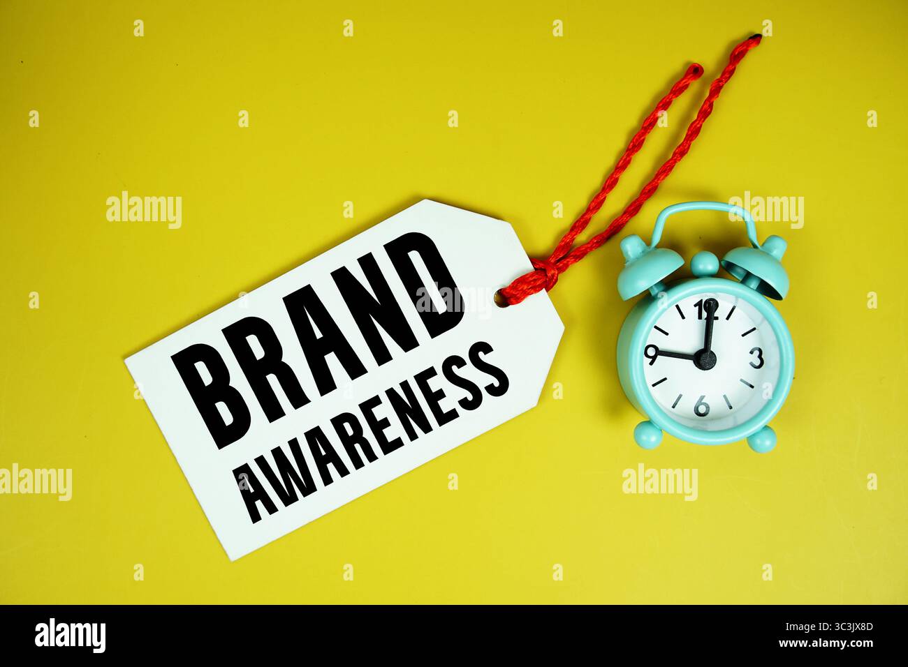 Brand Awareness text price tag label with alarm clock Promotion ...