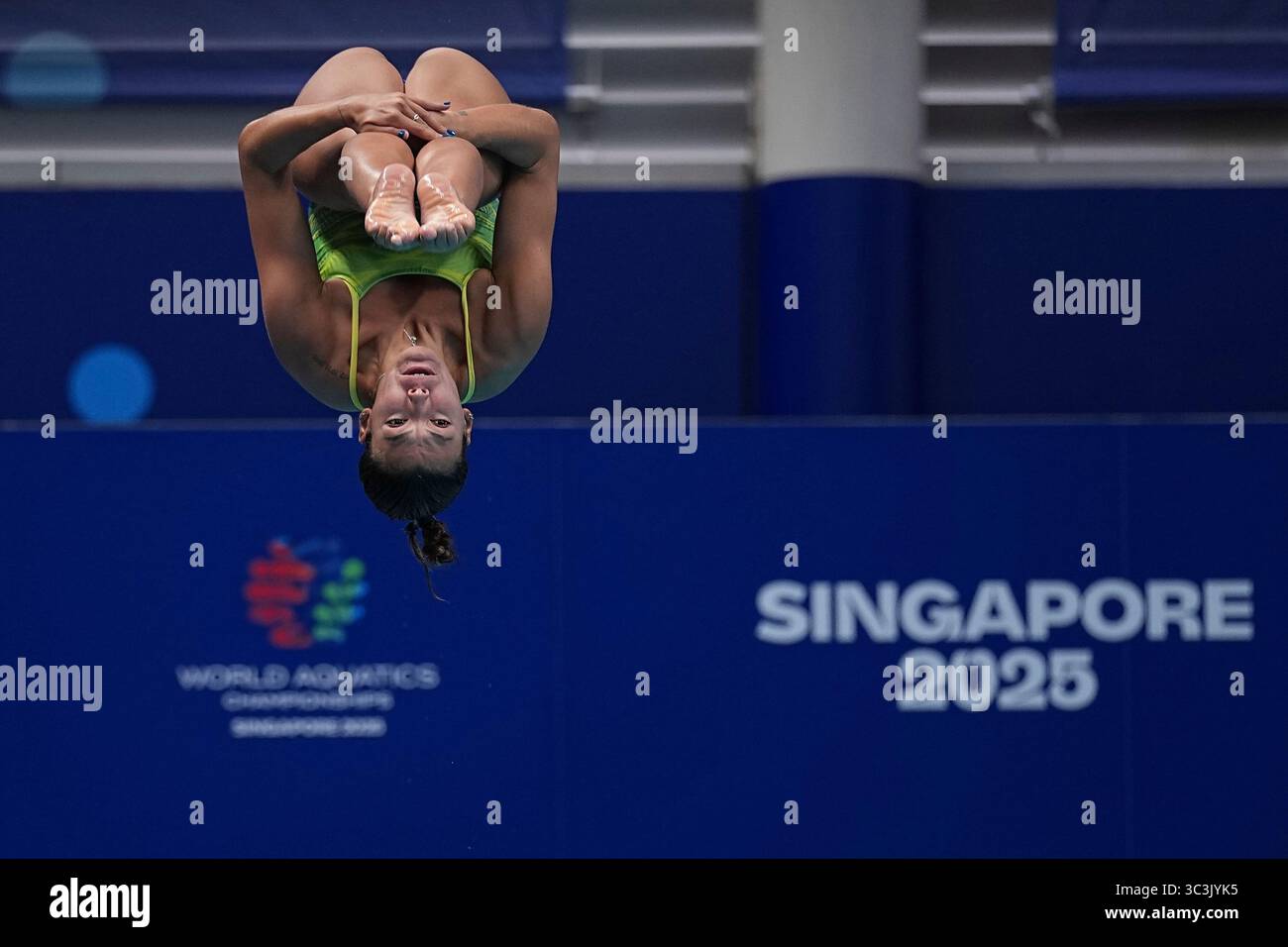 Anna Santos of Brazil competes in the women's 1m springboard diving ...