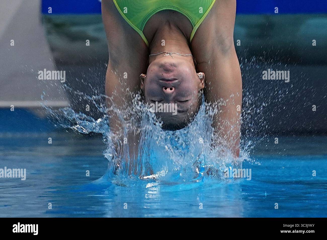 Anna Santos of Brazil competes in the women's 1m springboard diving ...