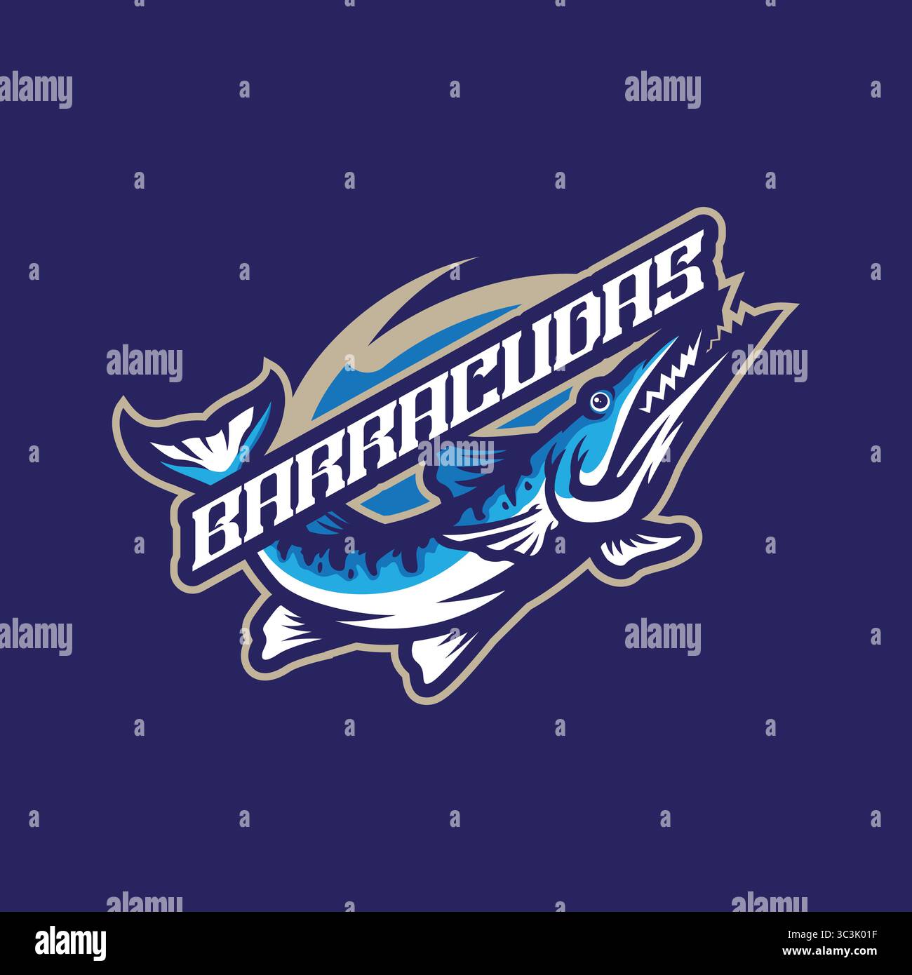 Barracuda mascot logo design with modern illustration concept style for ...