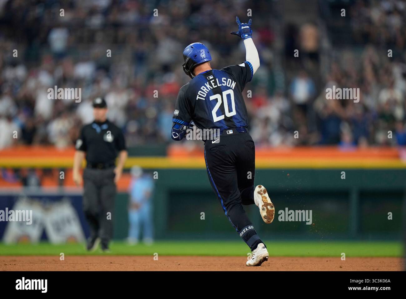 Detroit Tigers' Spencer Torkelson runs the bases after hitting a solo ...