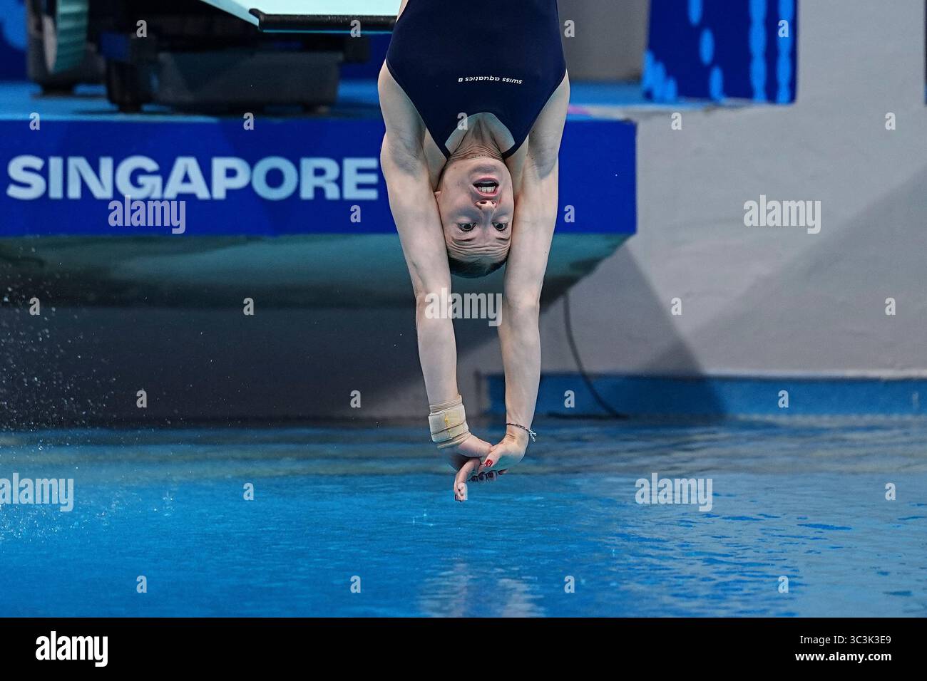 Michelle Heimberg of Switzerland competes in the women's 1m springboard ...