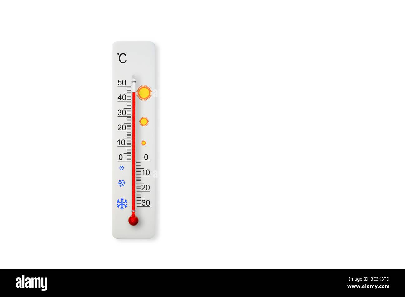 White celsius scale thermometer isolated on white background. Ambient ...