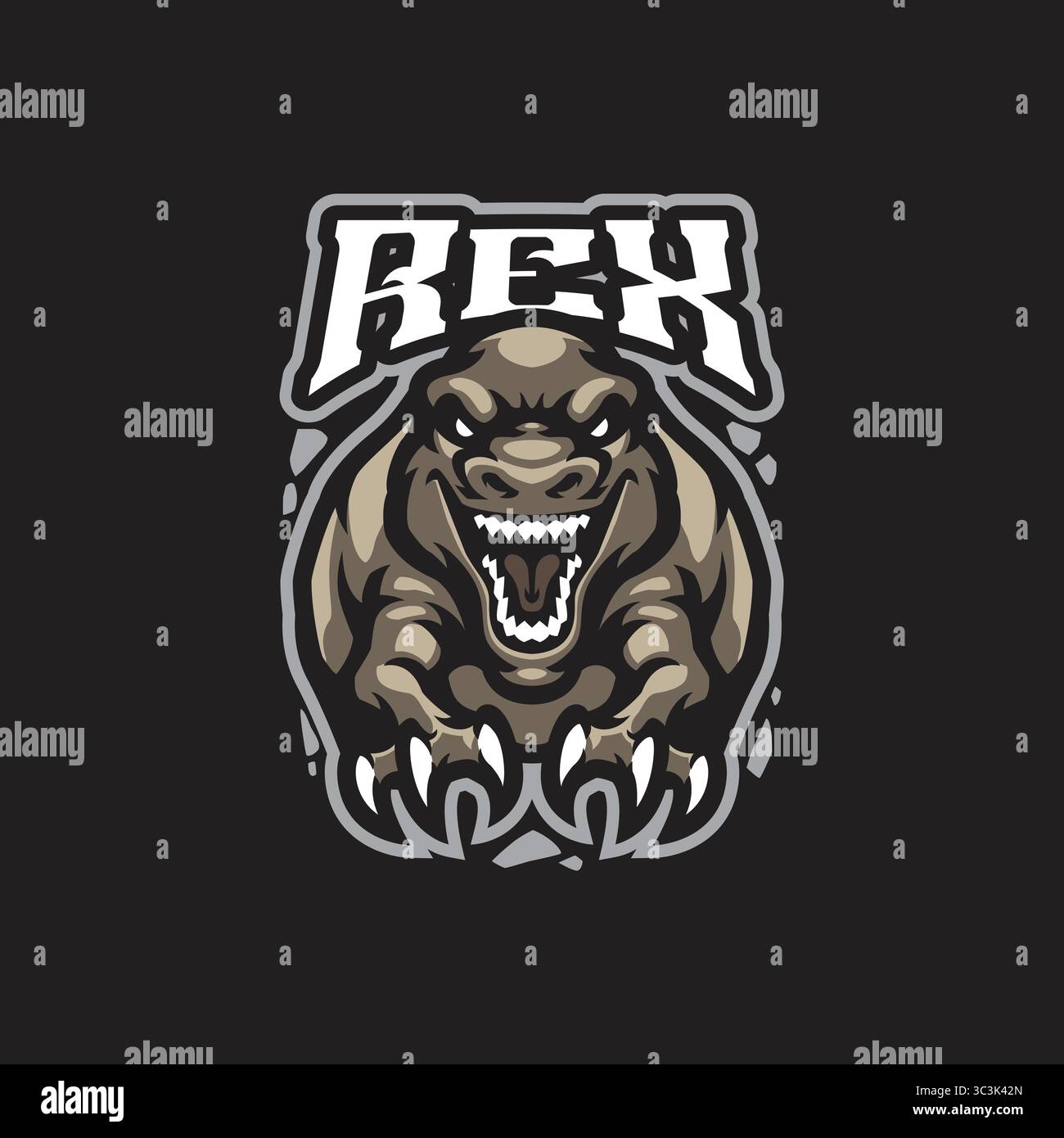 Rex mascot logo design vector. Angry dino illustration for sport and e ...