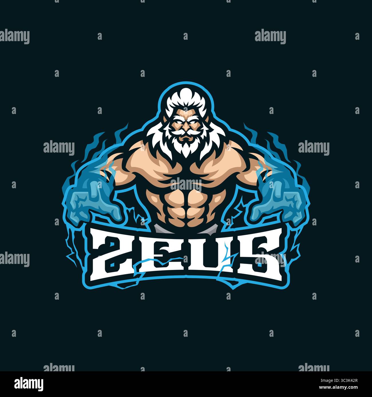 Zeus mascot logo design vector. Zeus illustration with fire in hand ...