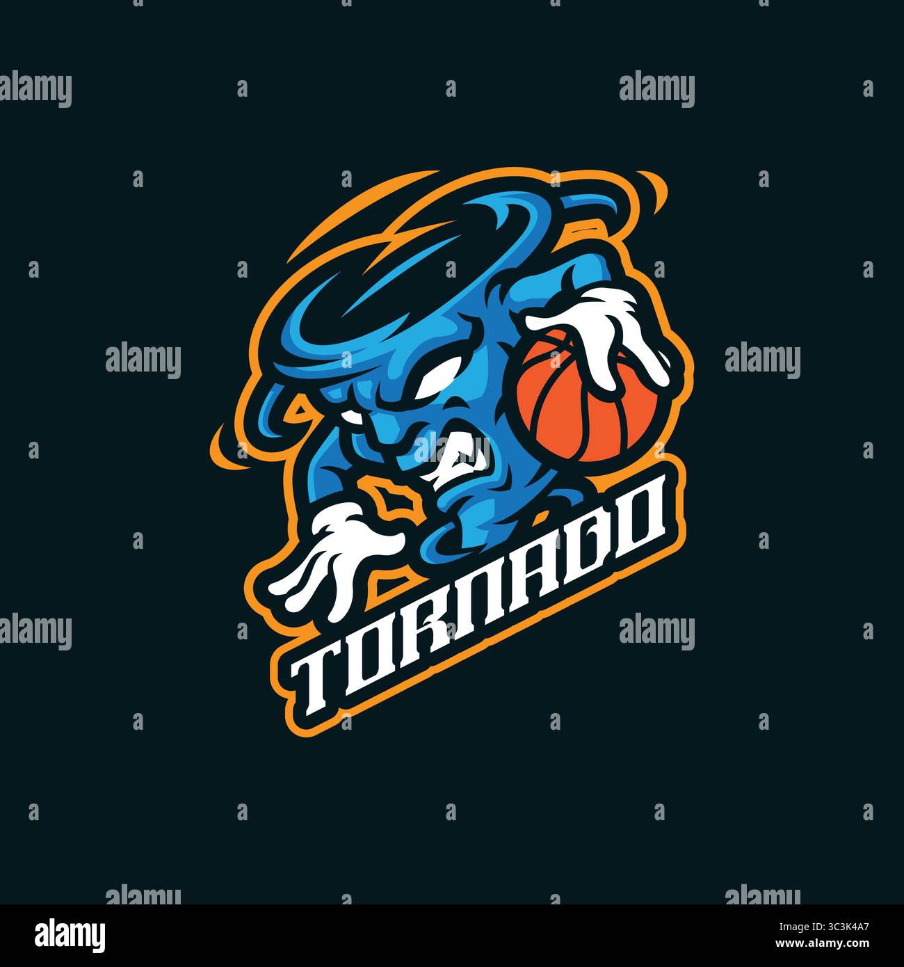 Tornado mascot logo design vector. Angry tornado illustration with ball ...