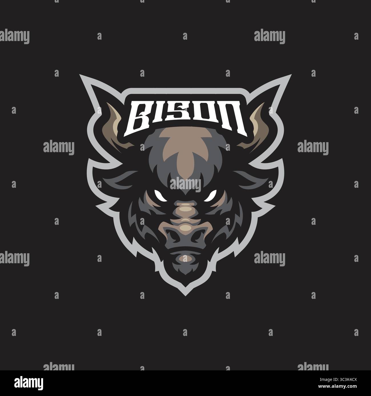 Bison mascot logo design with modern illustration concept style for ...