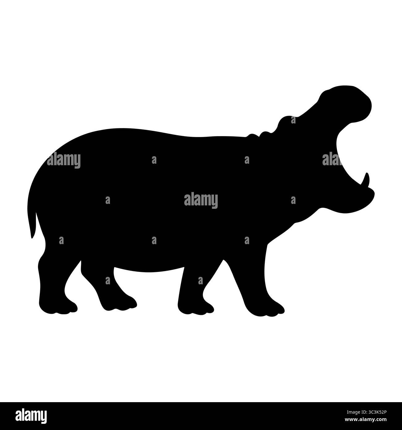 Hippopotamus silhouette standing view and mouth open Stock Vector Image ...